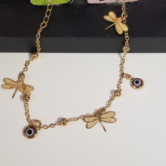 Jewelry | 325 Anklet Gold Protection Evil Eye With Dangling Butterfly ...